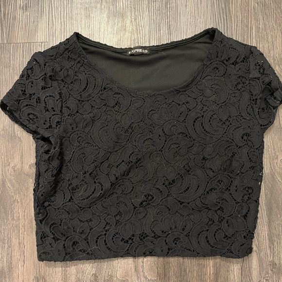 Express | Tops | Express Black Lace Crop Top | Poshmark